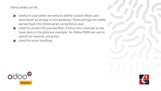 Literal Eval in Odoo 17 - Odoo 17 Slides | PPTX | Programming Languages | Computing