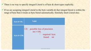 JAVA Literals | PPTX | Programming Languages | Computing