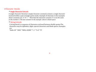 Literals in C# | PPTX