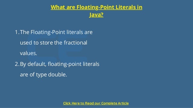 What are Literals in Java (Complete Information) 2022 | PPT