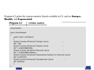 Literals,variables,datatype in C# | PPT