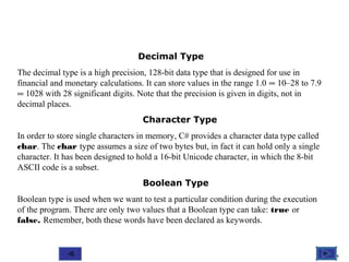 Literals,variables,datatype in C# | PPT