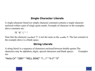 Literals,variables,datatype in C# | PPT