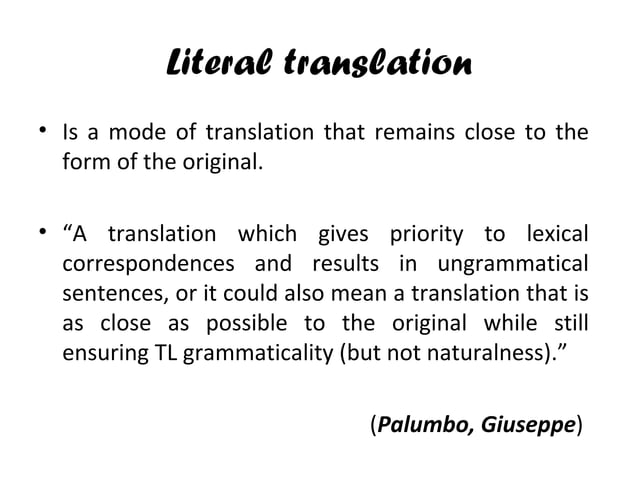 Literal translation | PPT