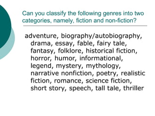 An introduction of genres and literary genres | PPT