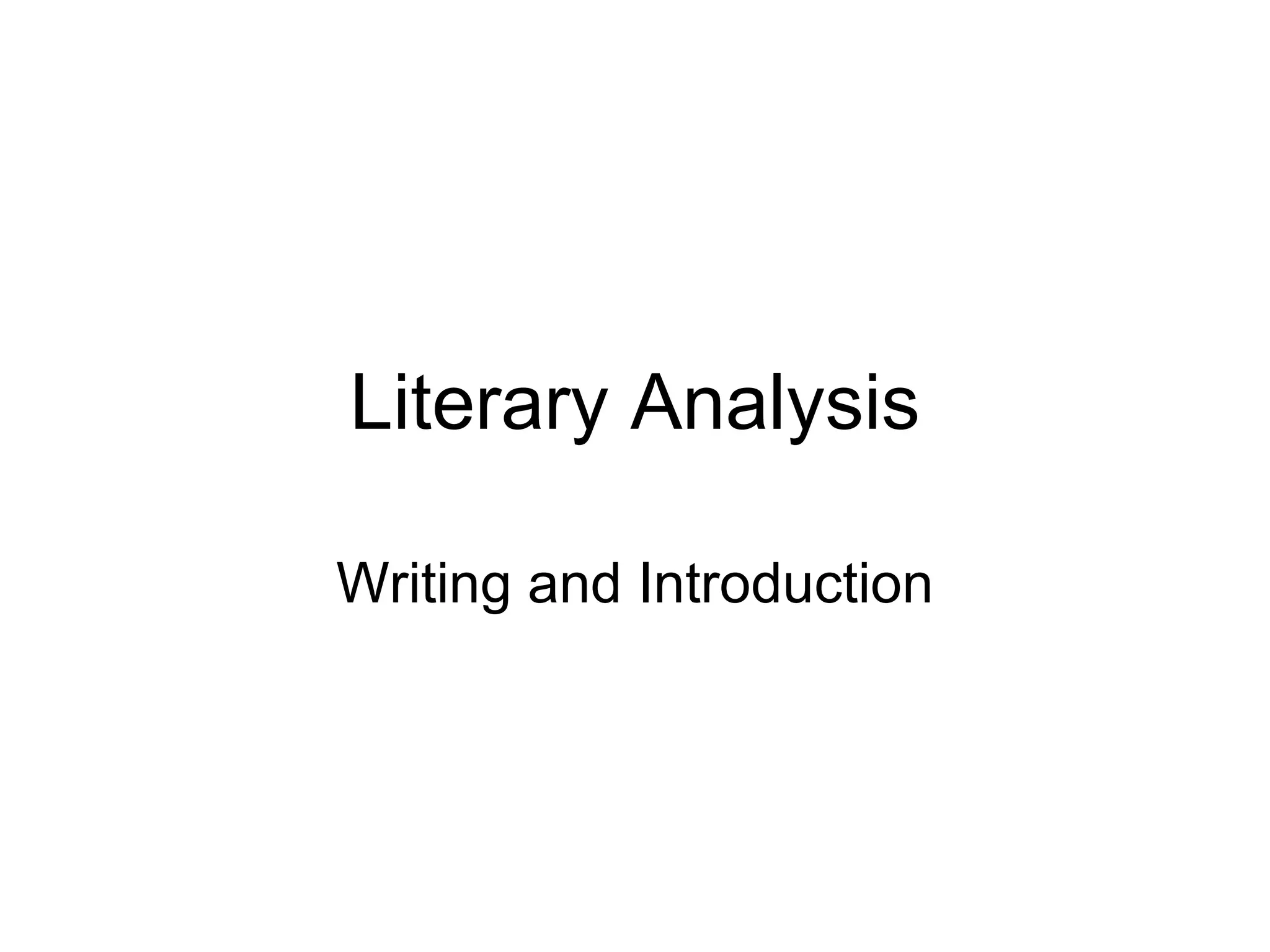 Literary Analysis | PPT