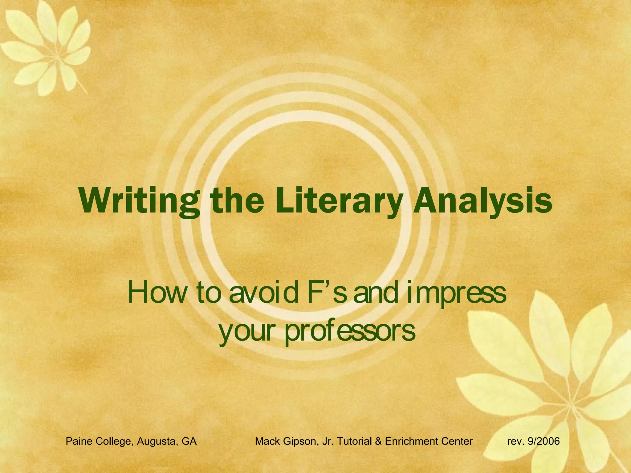Literary analysis | PPT