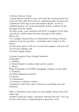 Literary Analysis Essay A good literary analysis essay will rete.docx