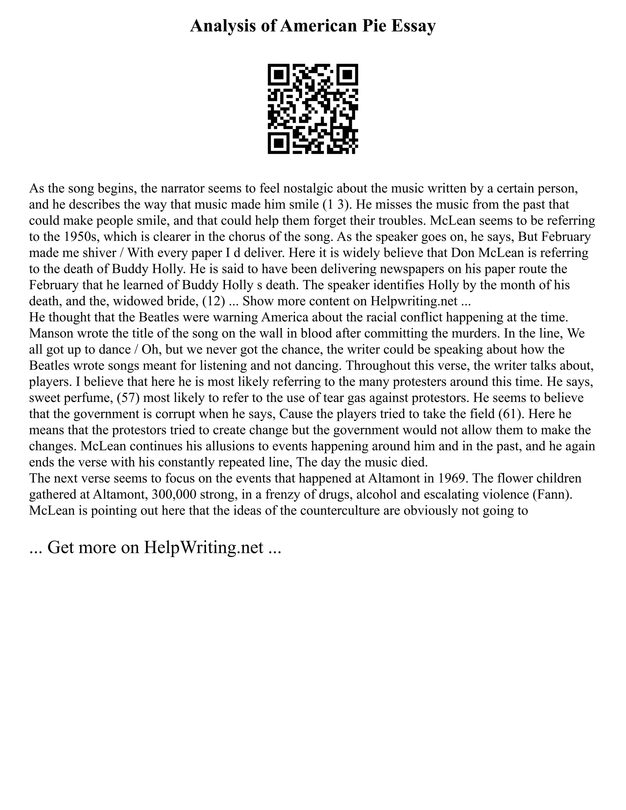 Literary Analysis Essay Examples | PDF