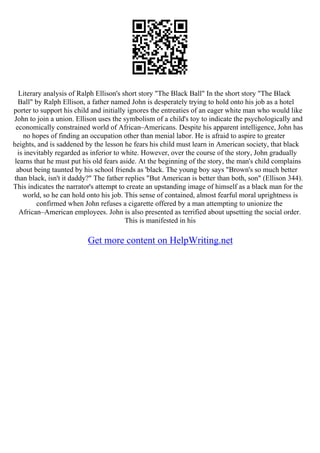 Literary Analysis Essay Example Short Story | PDF