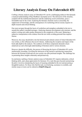 Literary Analysis Essay On Fahrenheit 451.pdf