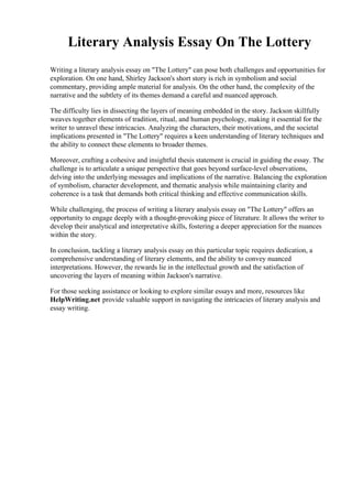 Literary Analysis Essay On The Lottery.pdf