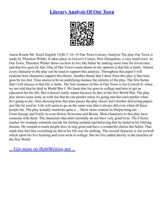 Literary Analysis Of Our Town | PDF