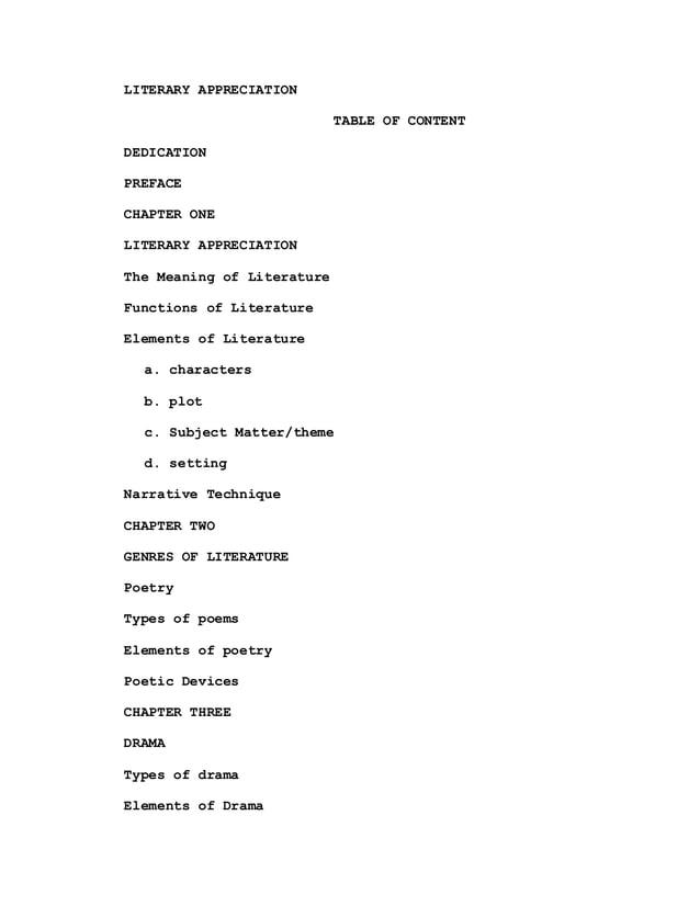 Literary Appreciation Guide | PDF