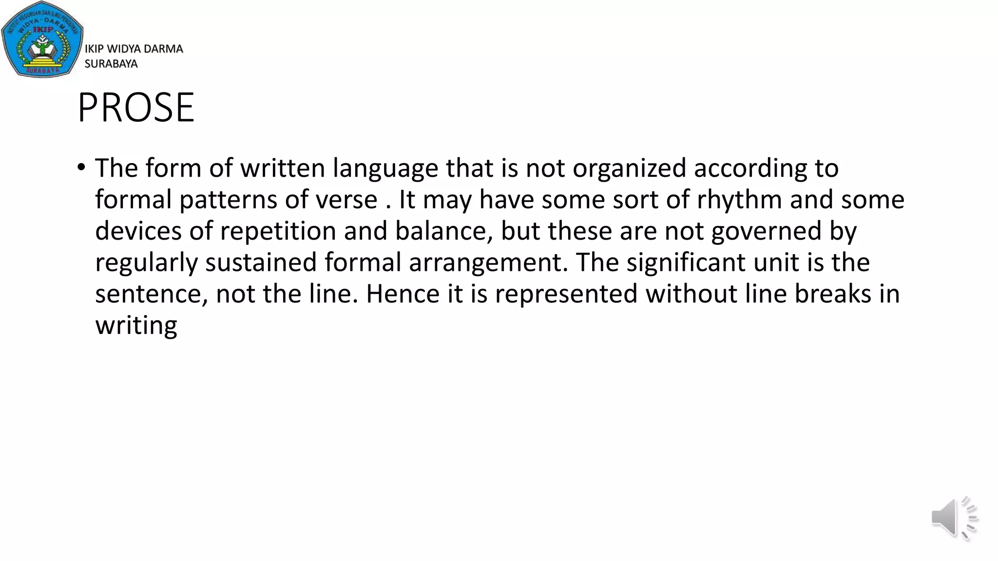 Literary appreciation prose | PPTX