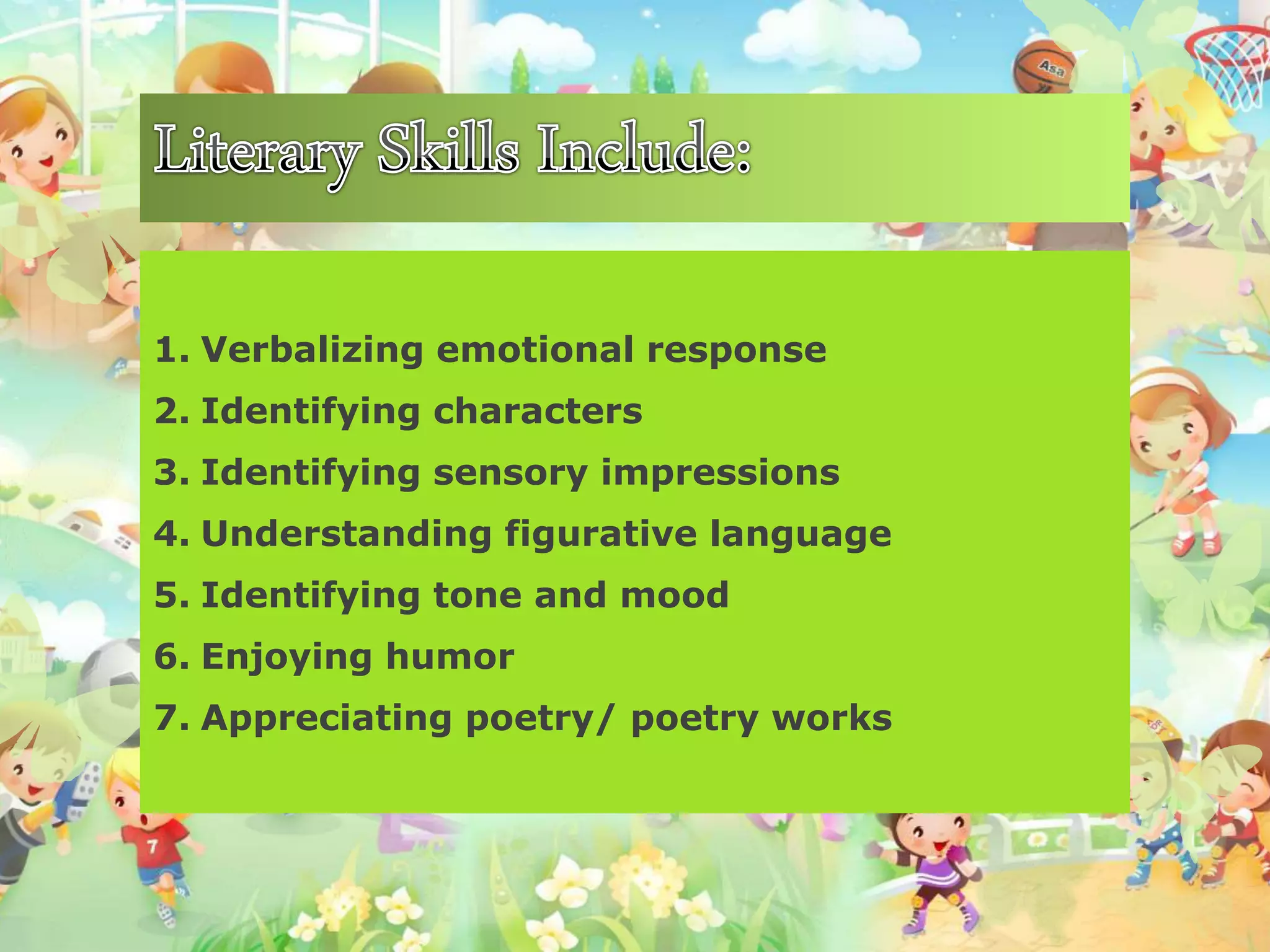 Literary appreciation skills | PPTX