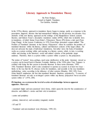 Literary approach to translation theory | DOCX