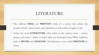 Literary Arts in Art Appreciation learning the literature | PPTX