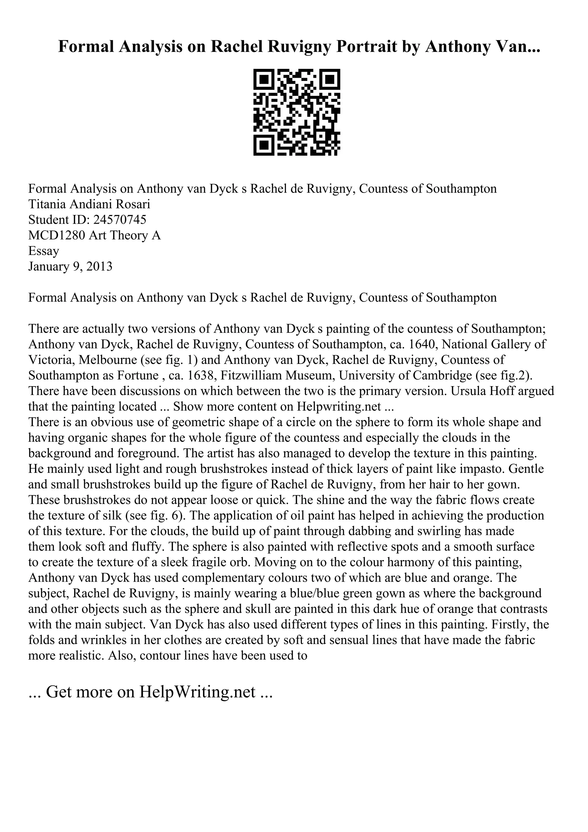 Literary Character Analysis Essay Example | PDF