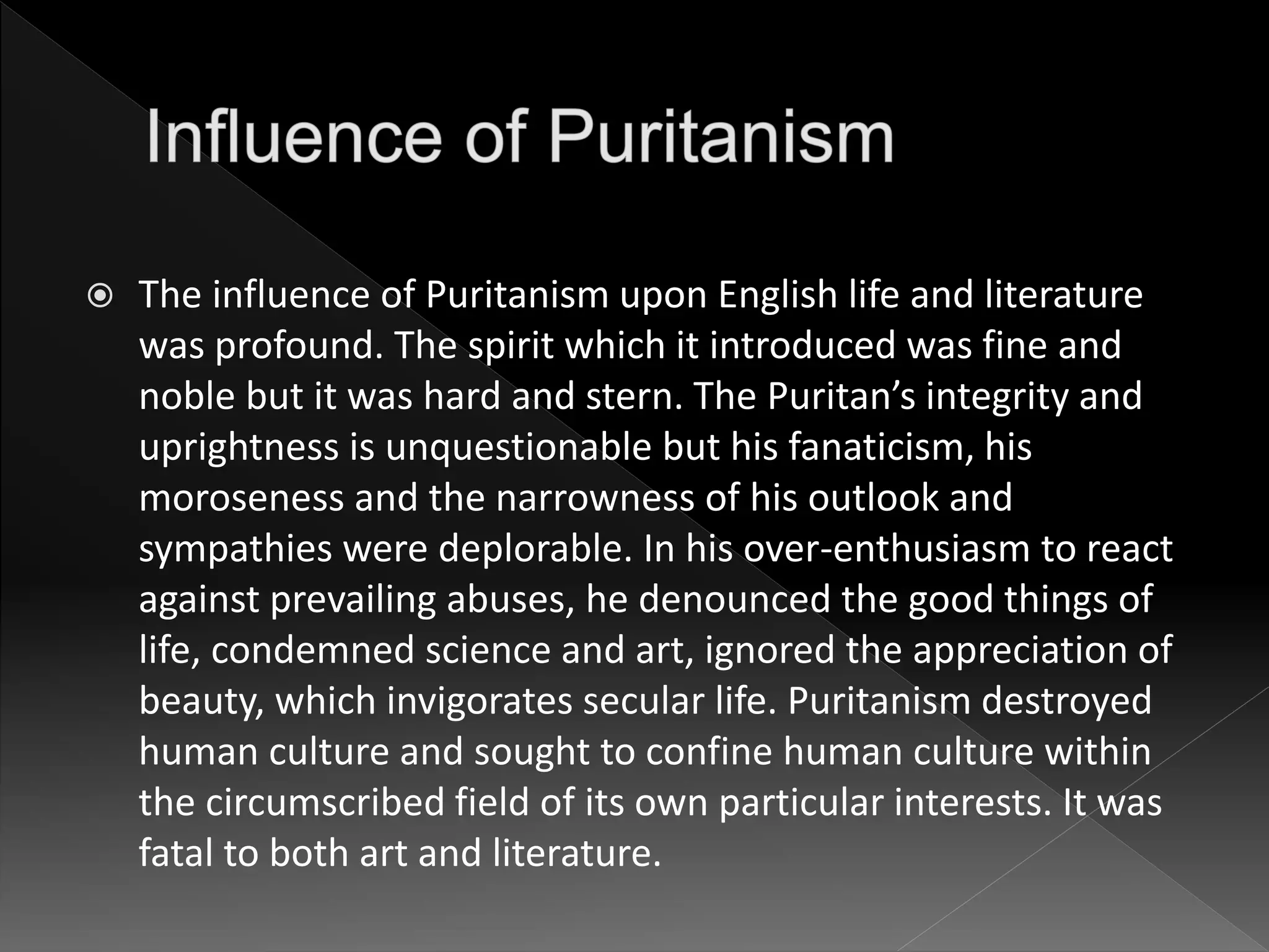 Literary characteristics of the puritan age | PPTX