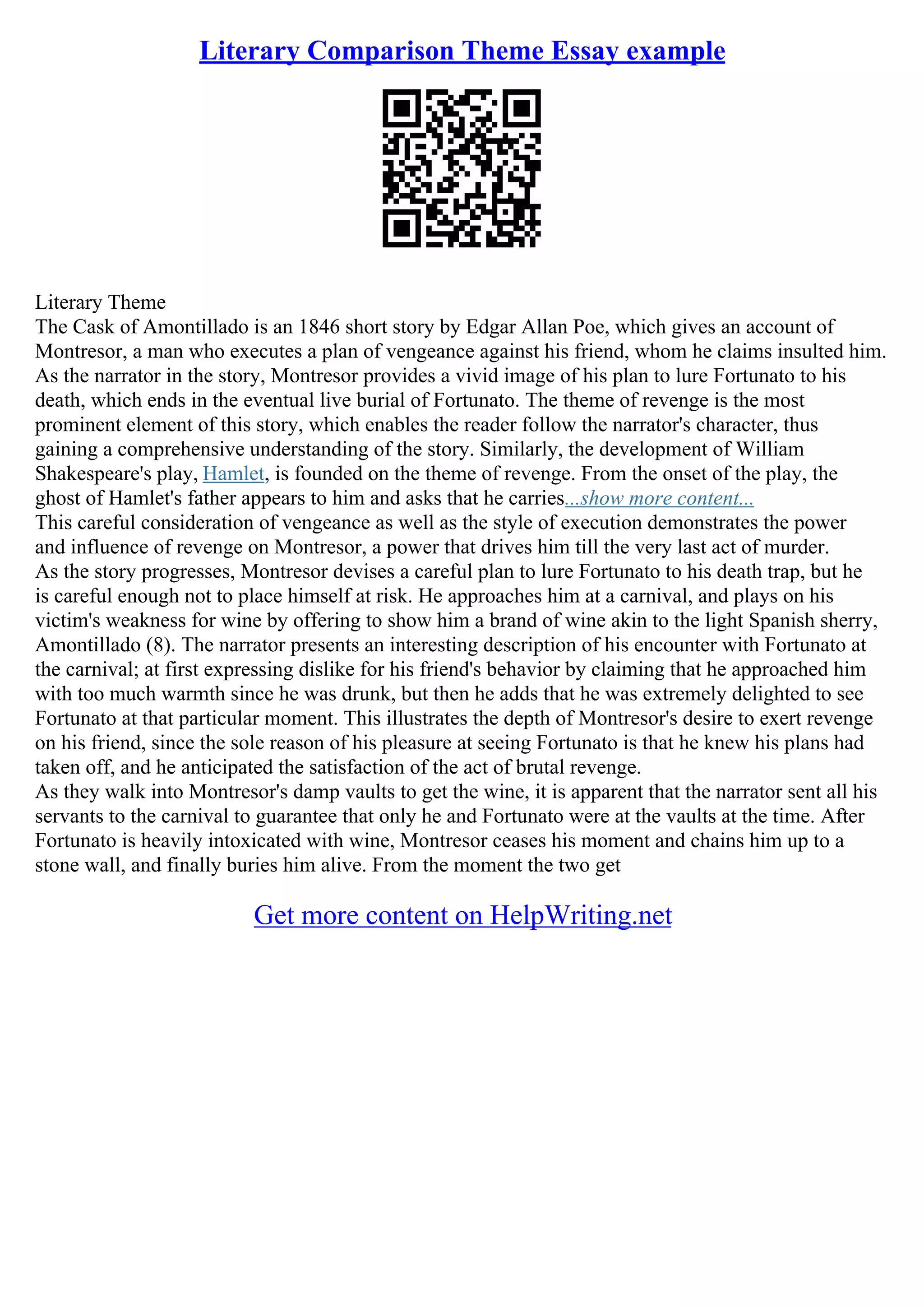 Literary Comparison Essay | PDF