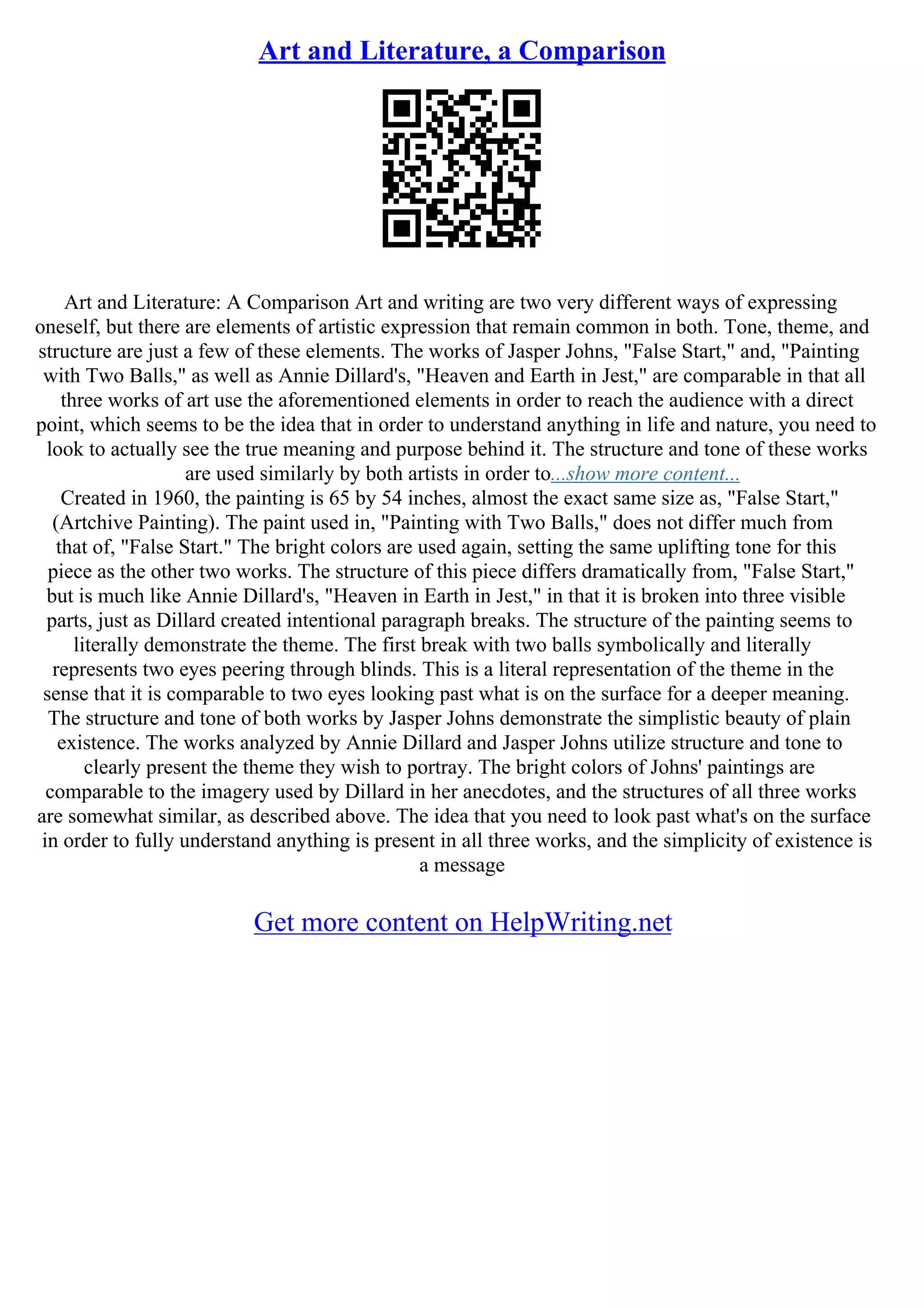 Literary Comparison Essay | PDF