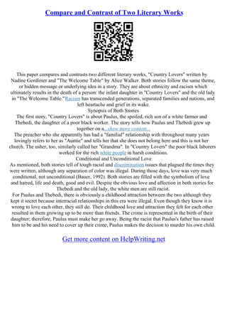 Literary Comparison Essay | PDF