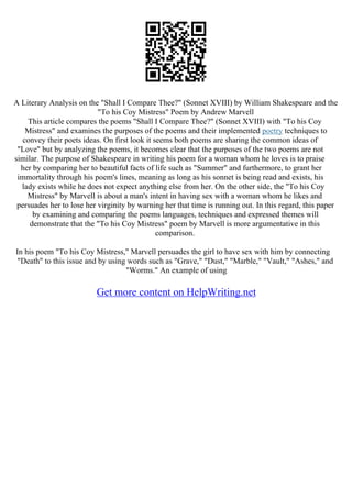 Literary Comparison Essay | PDF