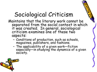 Literary Criticism Approaches literary criticism approaches | PPTX