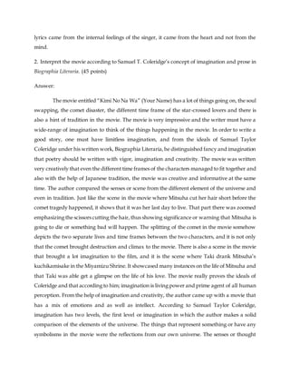 Literary Criticism - "Kimi No Nawa" Movie | DOCX