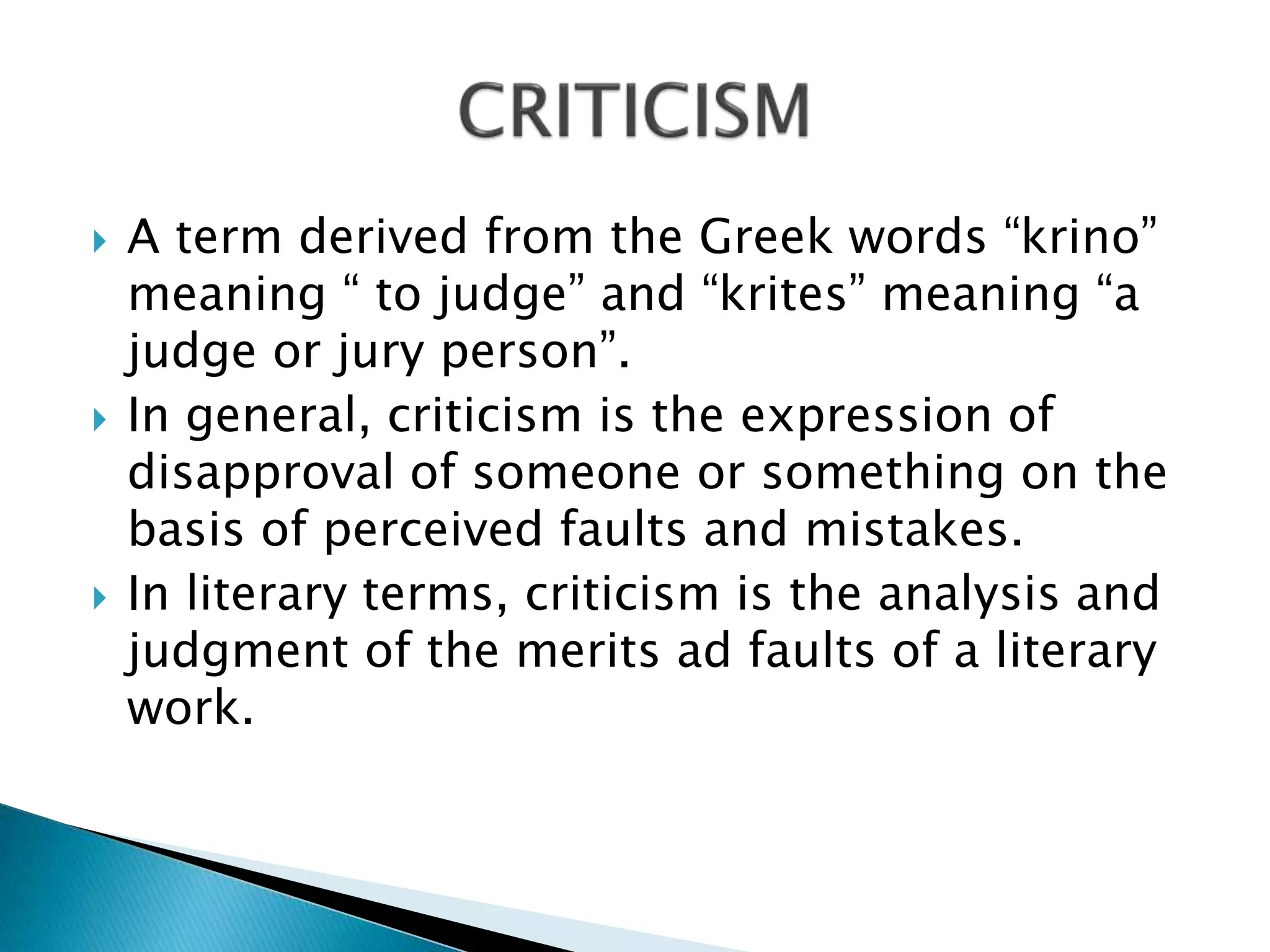 Literary criticism introduction | PPTX