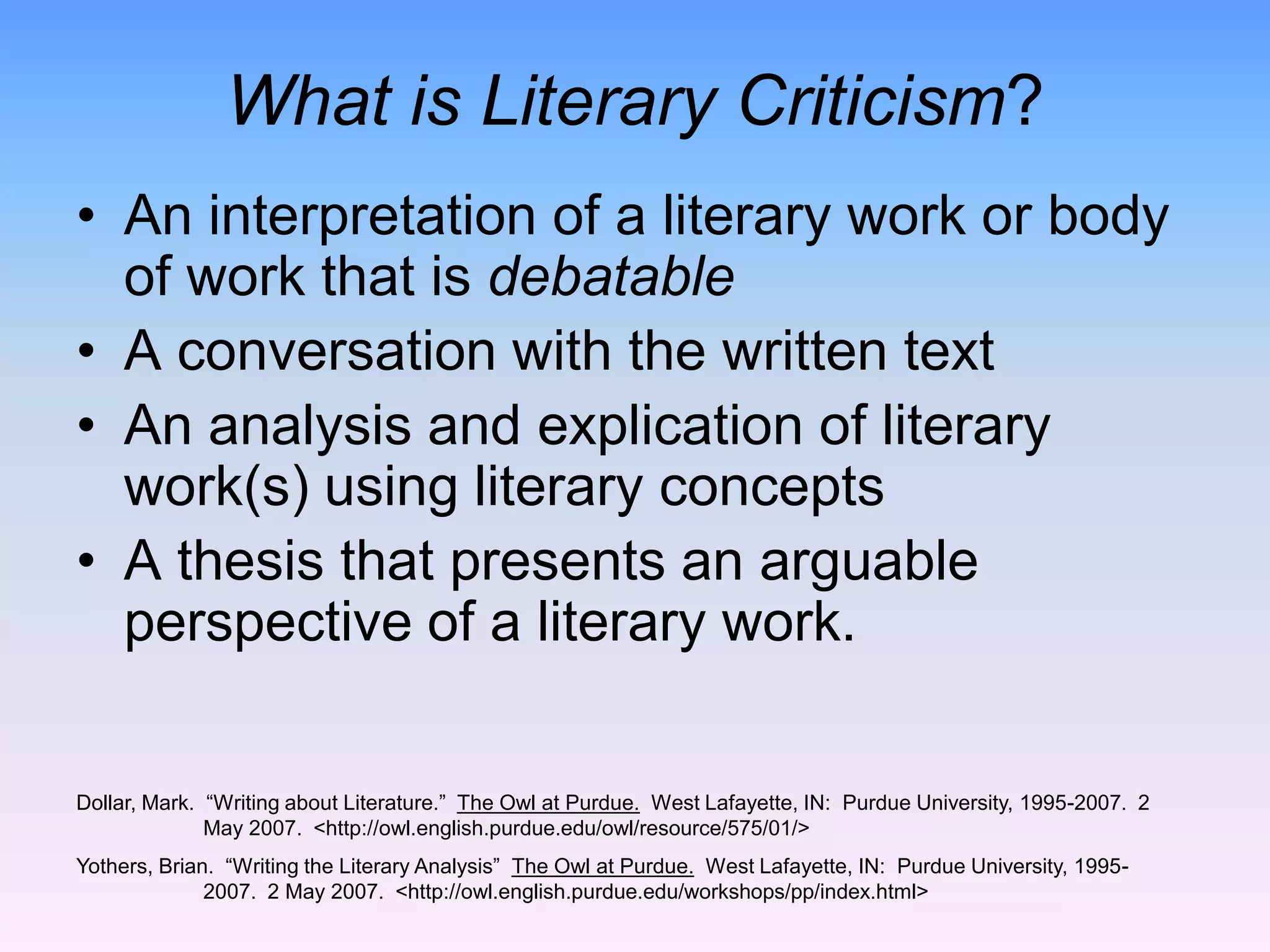 Literary criticism overview | PPT