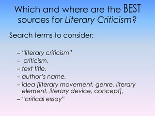 Literary criticism overview | PPTX