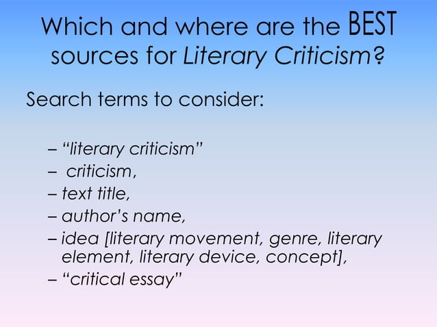 Literary criticism overview | PPT