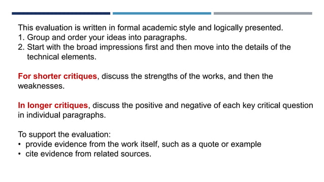 Writing a literary critique and its techniques | PPT