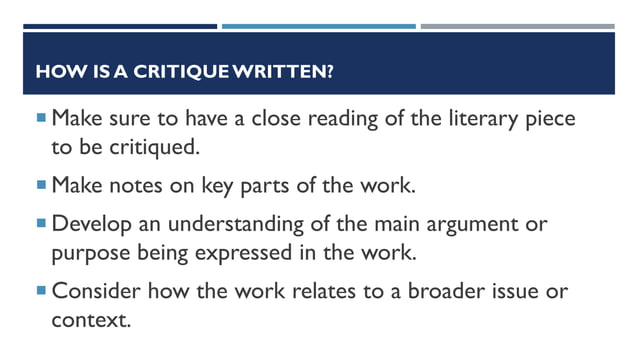 Writing a literary critique and its techniques | PPT