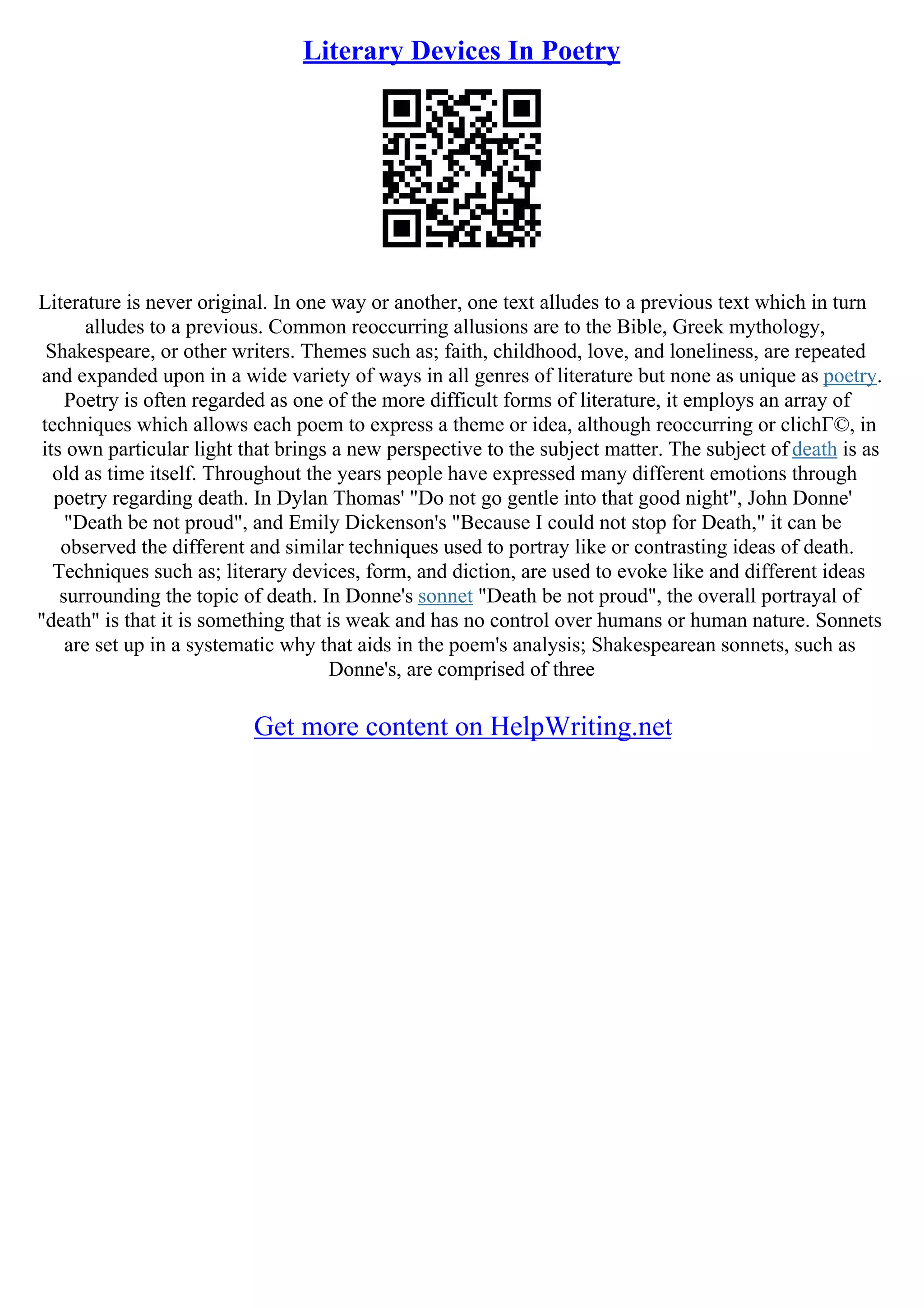 Literary Devices Essay | PDF | Poetry | Books and Literature