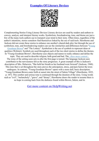 Literary Devices Essay | PDF