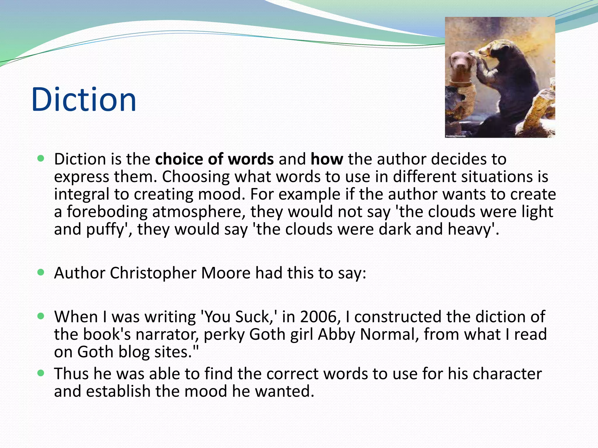 Literary devices introduction to theme mood and tone | PPTX