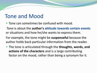Literary devices introduction to theme mood and tone | PPTX