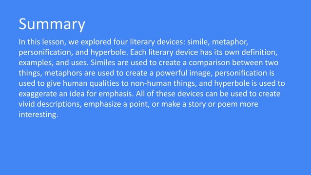 Literary device such as simile,metaphor,personification and hyperbole.pptx | Poetry | Books and ...