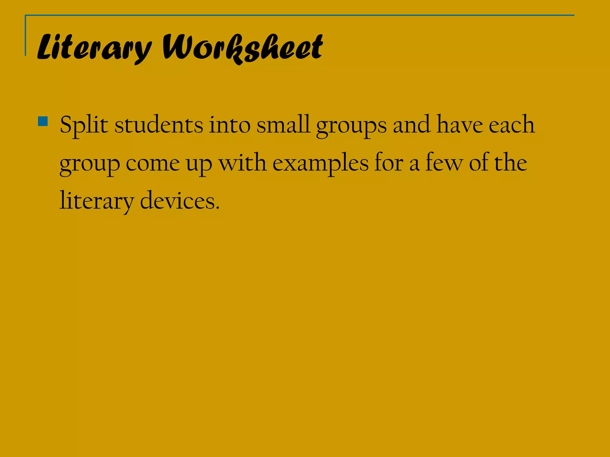 Literary elements and devices | PPT
