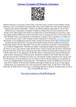Literary Essay Example | PDF