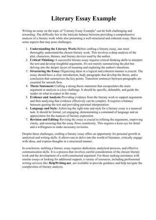 Literary Essay Example. George Washington University | PDF