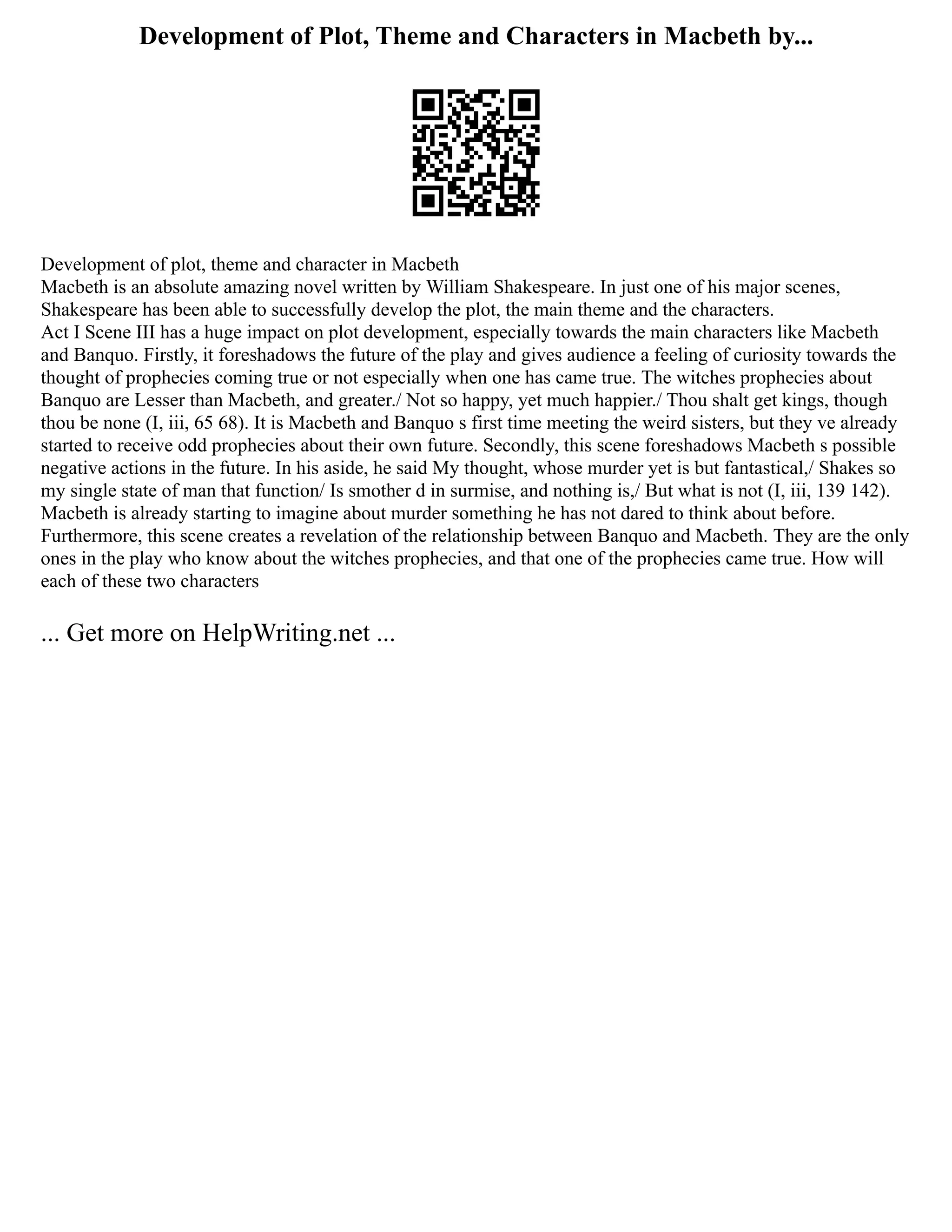 Literary Essay Outline Sample - English 102 | PDF