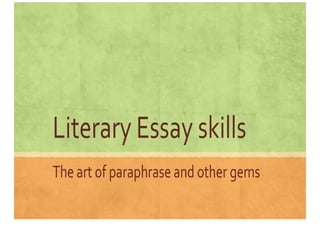 Literary Essay Skills | PPT