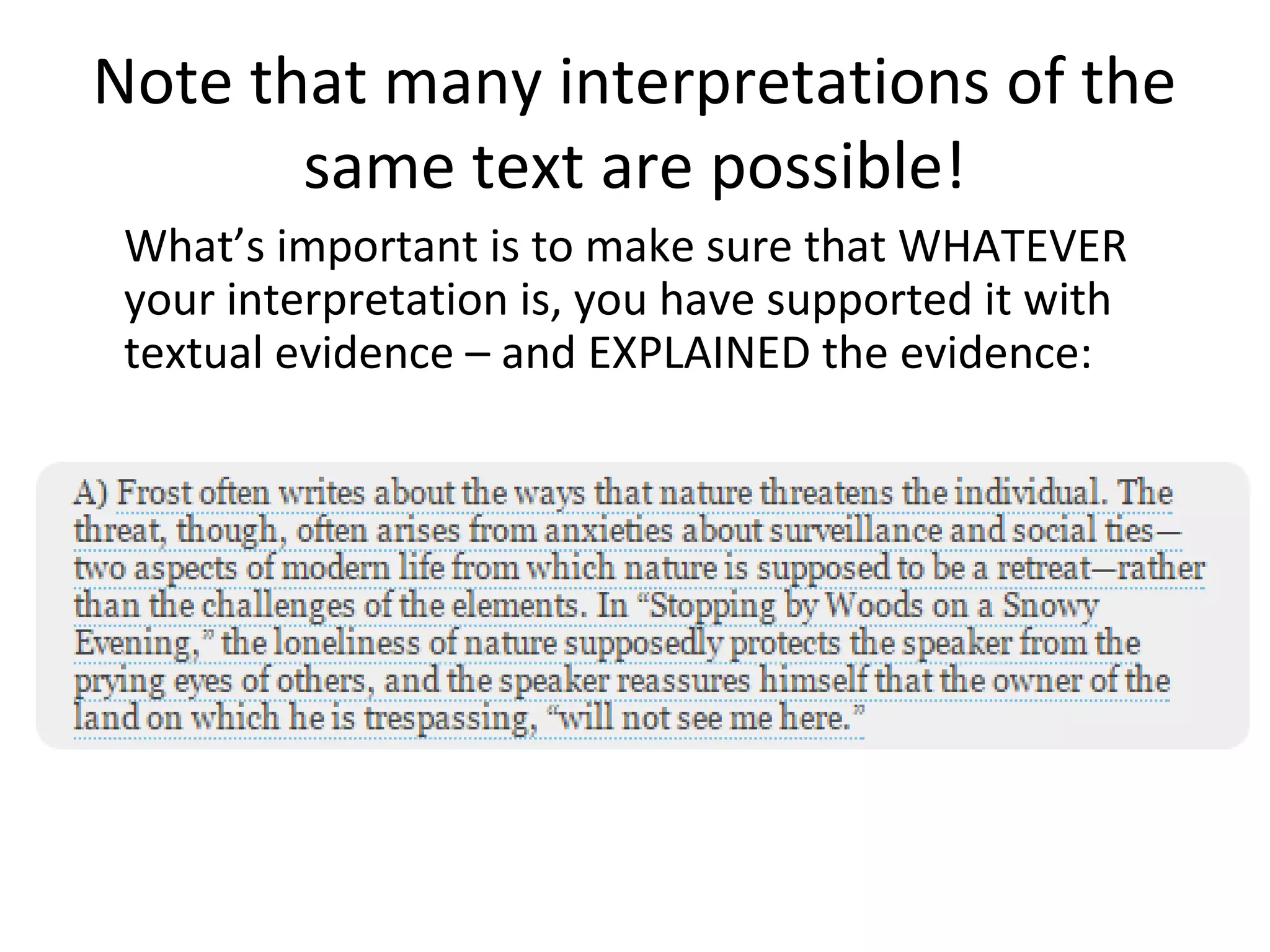 Literary evidence needs to be explained | PPT
