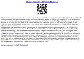 Literary Examples Of Didactic Literature | PPT