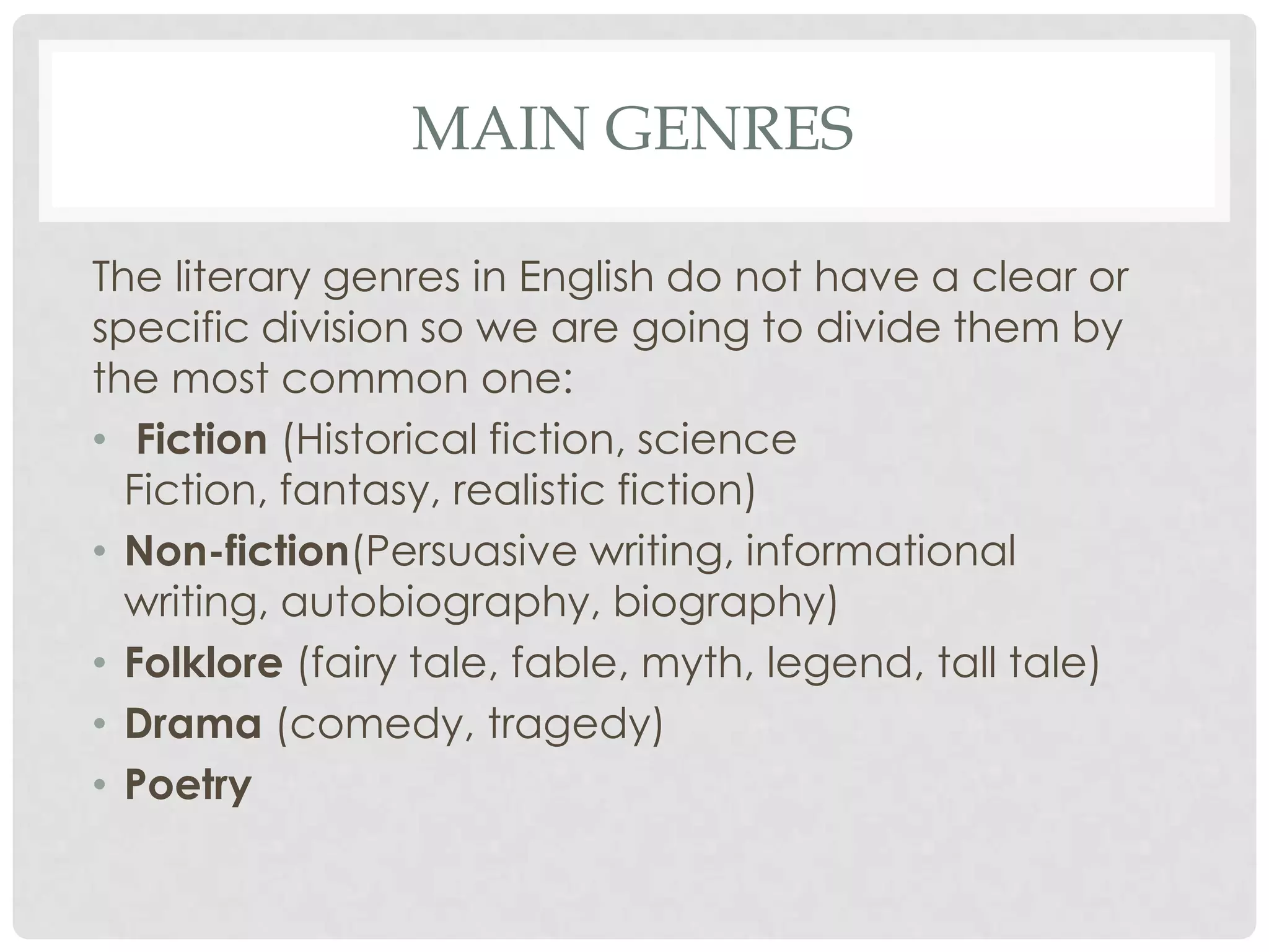 Literary genres | PPTX