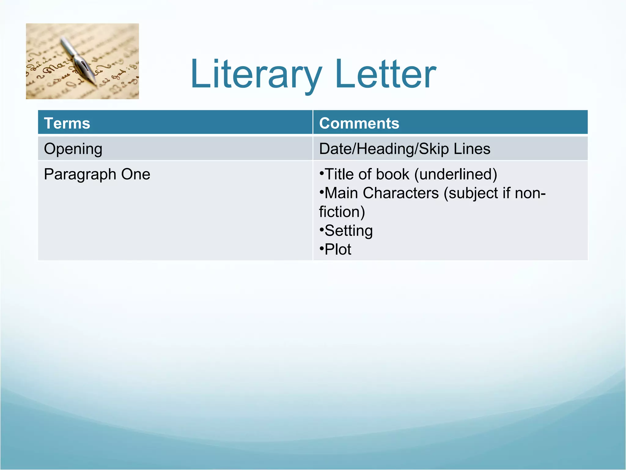 Literary letter | PPT